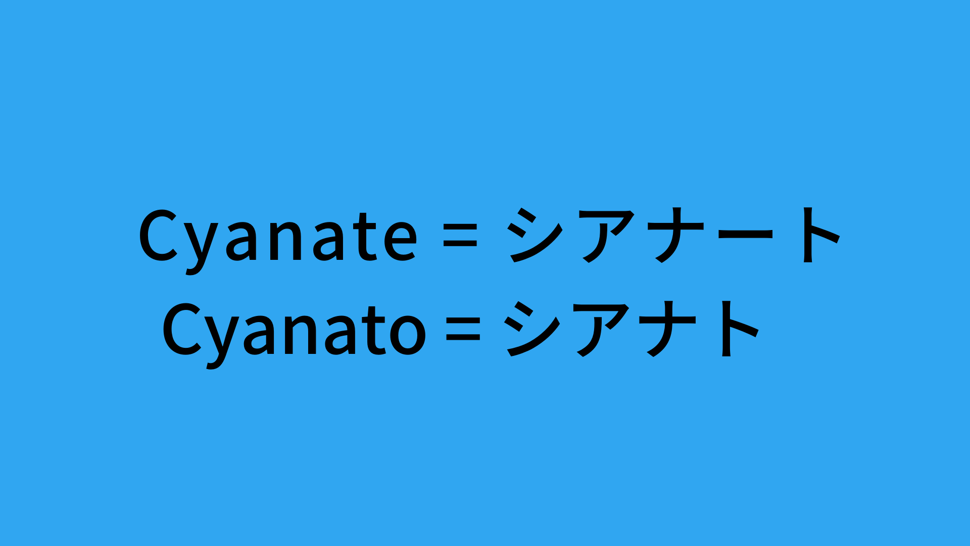 CyanatoとCyanateと、シアナトとシアナート｜化学と特許と翻訳を語る部屋